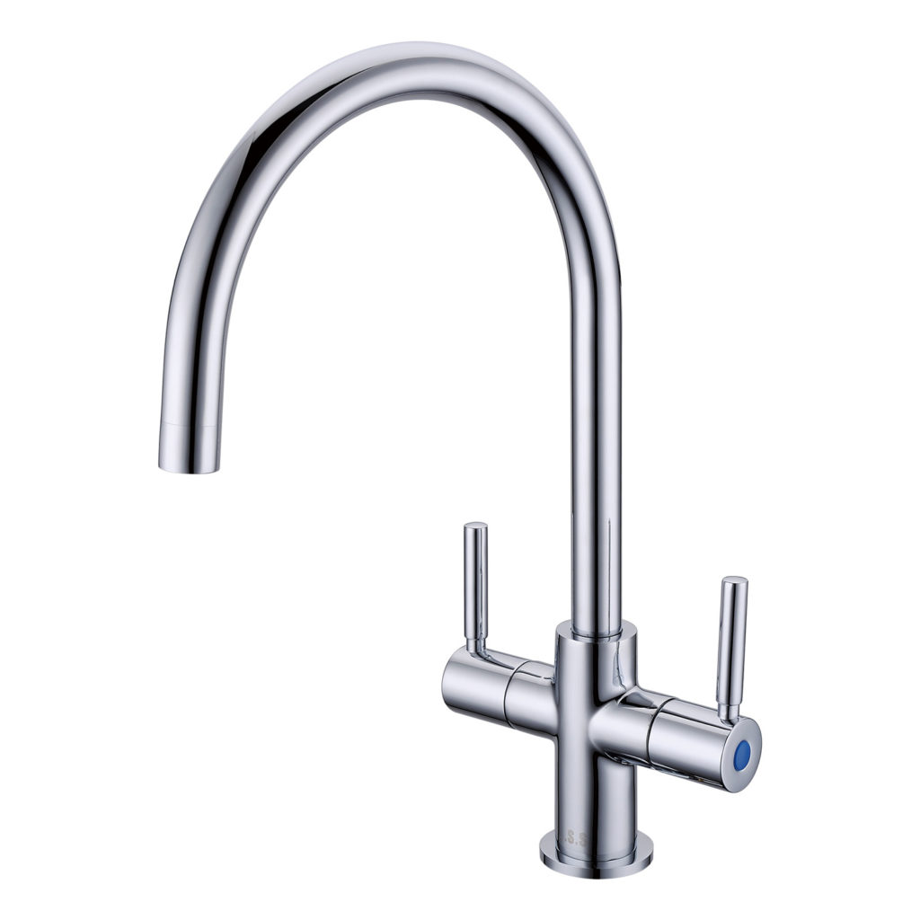 Twin Lever Monobloc Tap - Stainless Hub