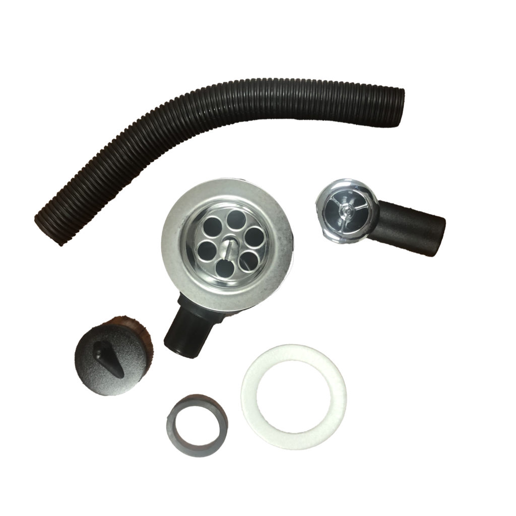 Chromed Basin/Sink Combined Waste & Overflow - 70mm Flange - Stainless Hub